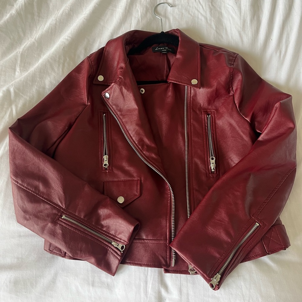 Red Faux Leather Jacket - Gem